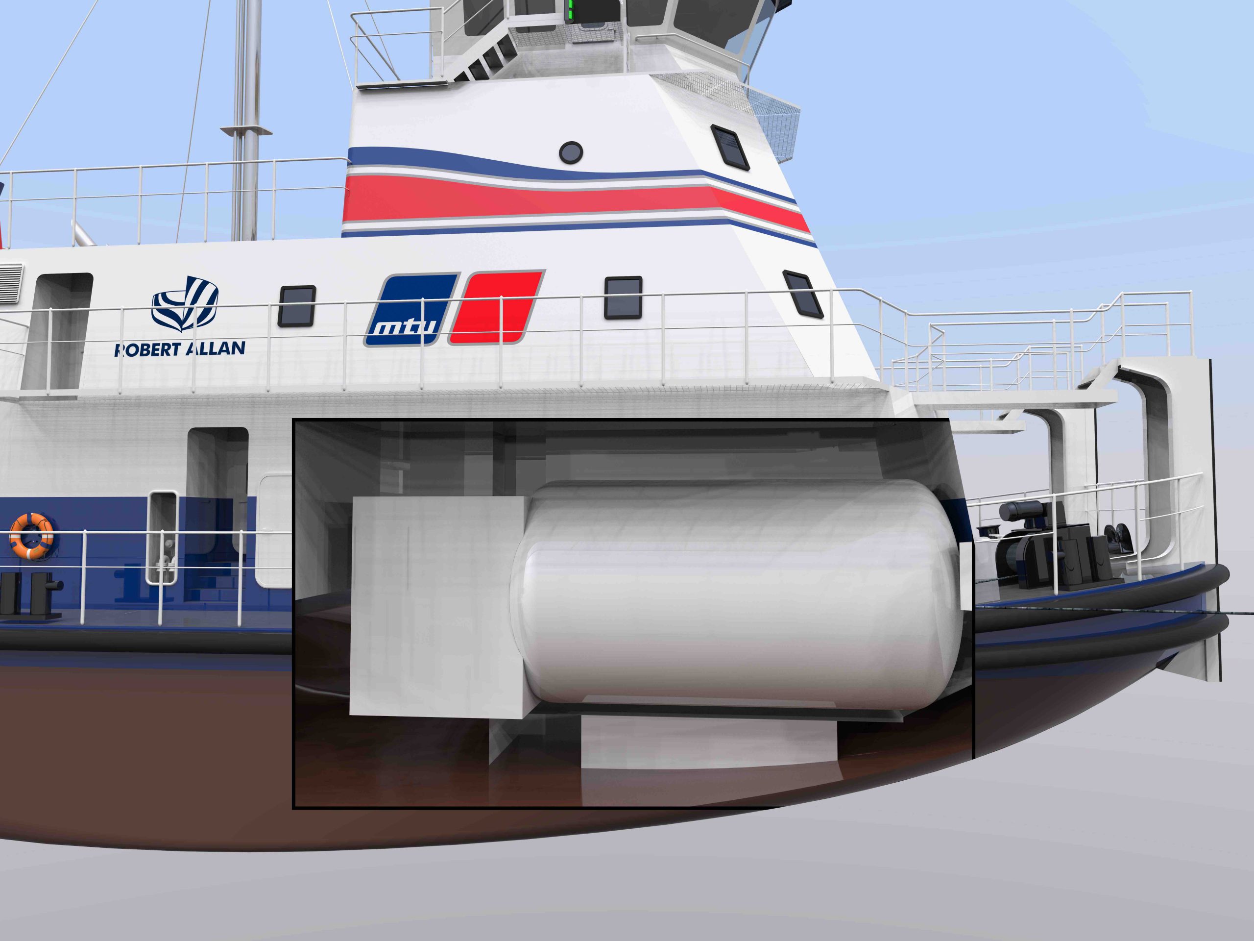 Two MTU LNG engines power a special shallow-water push boat ...